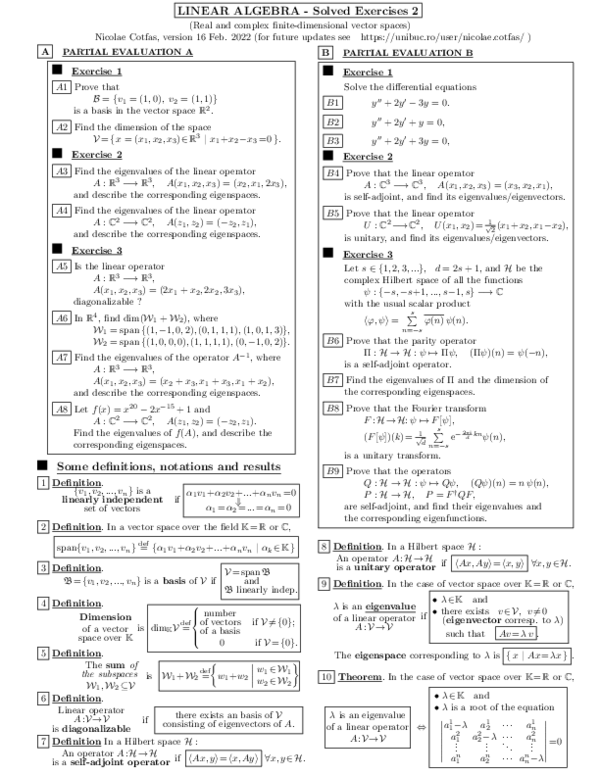 (PDF) LINEAR ALGEBRA -Solved Exercises 2