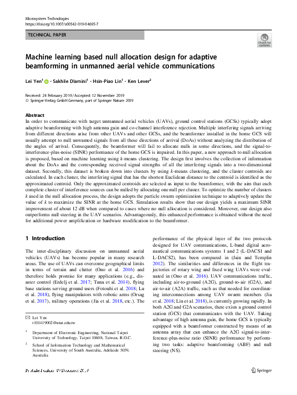 (PDF) ML-Based Null Allocation for UAV Beamforming