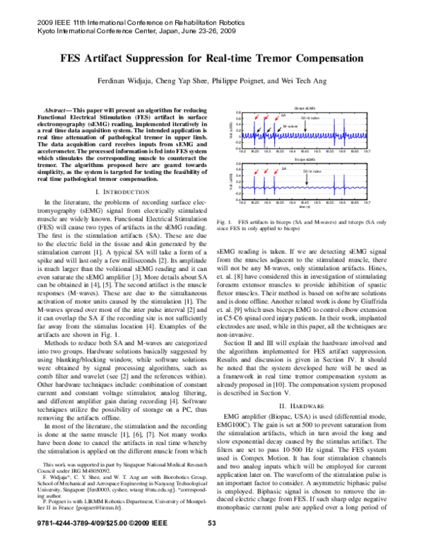 (PDF) FES artifact suppression for real-time tremor compensation
