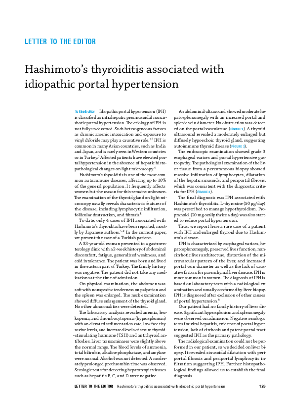 (PDF) Hashimoto’s thyroiditis associated with idiopathic portal hypertension