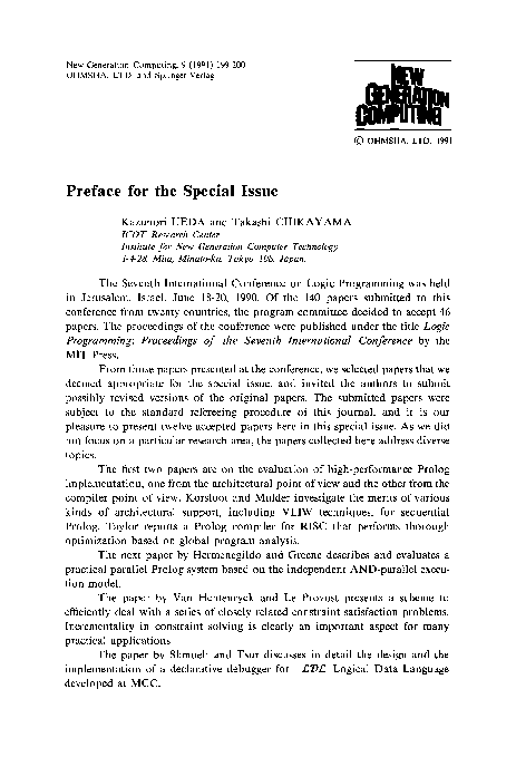 (PDF) Preface for the special issue