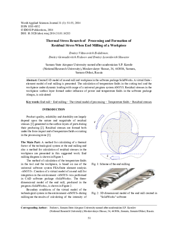 (PDF) Formation of Compressive Residual Stress by Face Milling