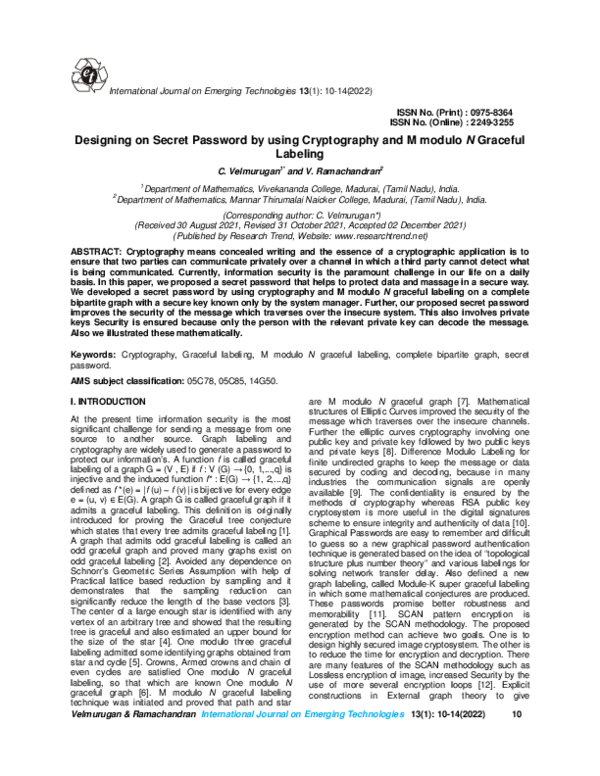 (PDF) Designing on Secret Password by using Cryptography and M modulo N ...