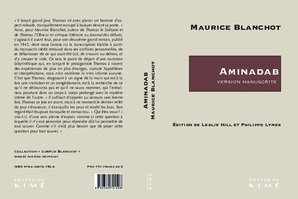 (PDF) Afterword to Maurice Blanchot - Aminadab, Version manuscrite (Éditions Kimé, 2024) with ...