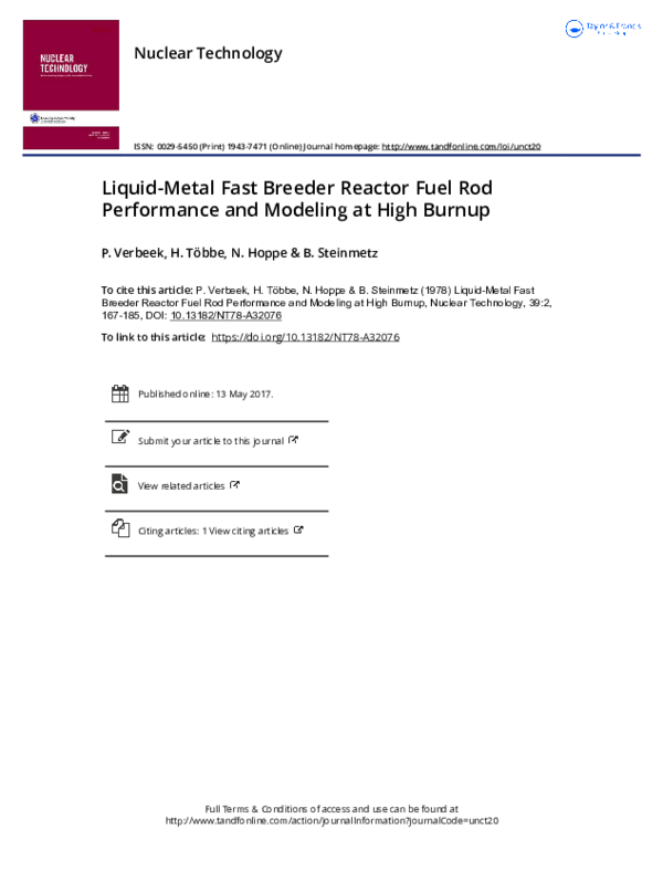 (PDF) Liquid-Metal Fast Breeder Reactor Fuel Rod Performance and ...