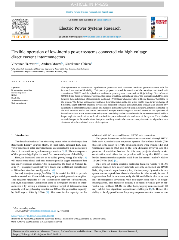 (PDF) Flexible operation of low-inertia power systems connected via ...