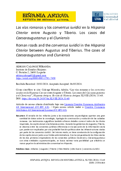 (PDF) Las vías romanas y los conventus iuridici en la Hispania Citerior ...