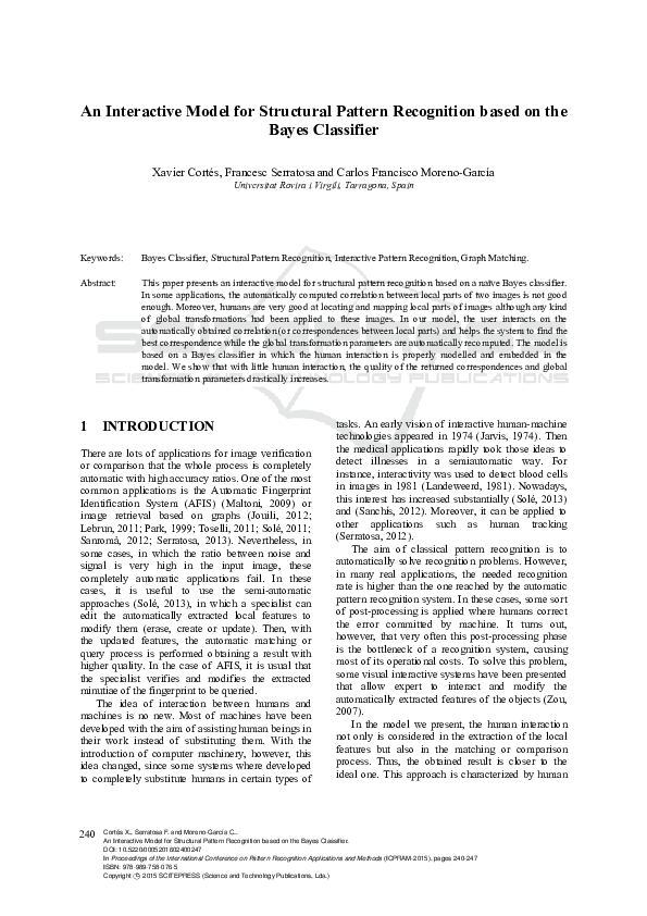 (PDF) An Interactive Model for Structural Pattern Recognition based on the Bayes Classifier