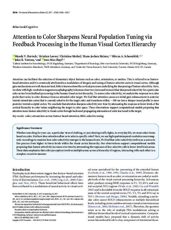 (PDF) Attention to Color Sharpens Neural Population Tuning via Feedback ...