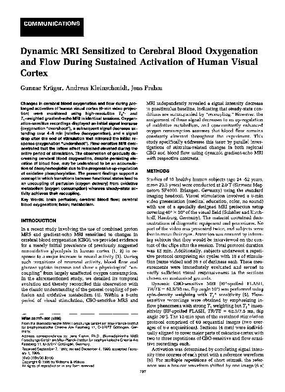(PDF) Dynamic MRI sensitized to cerebral blood oxygenation and flow during sustained activation ...