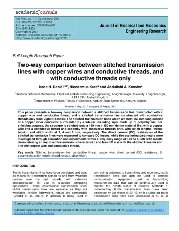 (PDF) Two-way comparison between stitched transmission lines with ...