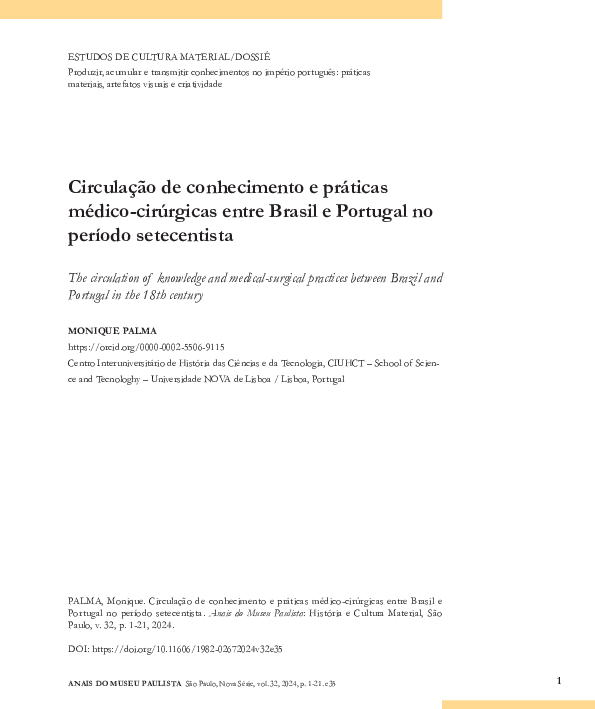 (PDF) Circulação de conhecimento e práticas médico-cirúrgicas entre ...