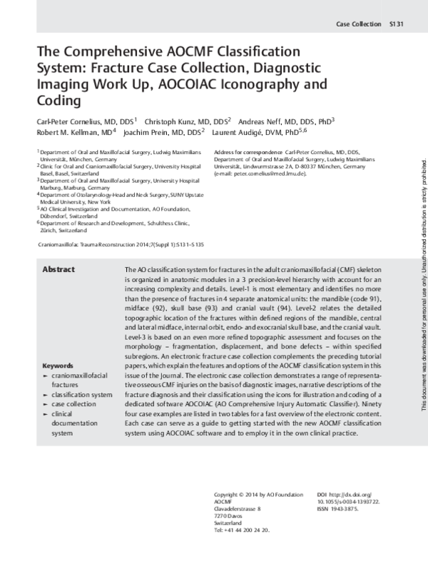 (PDF) The Comprehensive AOCMF Classification System: Fracture Case ...