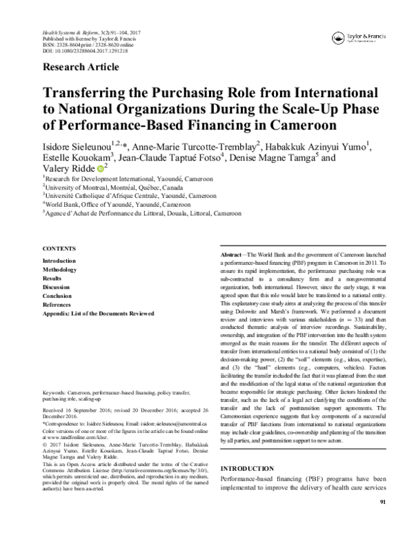 (PDF) Transferring the Purchasing Role from International to National Organizations During the ...