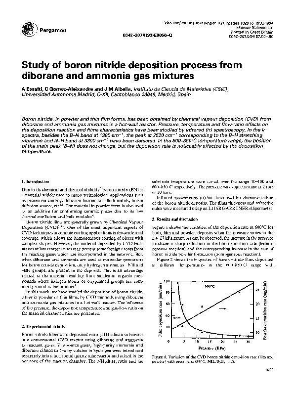 (PDF) Study of boron nitride deposition process from diborane and ...