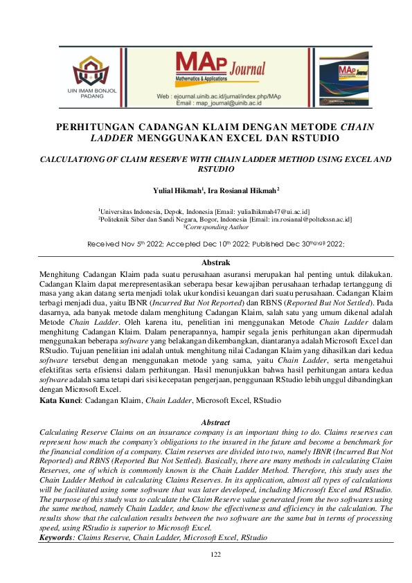 (PDF) Perhitungan Cadangan Klaim Dengan Metode Chain Ladder Menggunakan ...