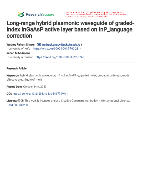(PDF) Long-range hybrid plasmonic waveguide of graded-index InGaAsP active layer based on InP ...