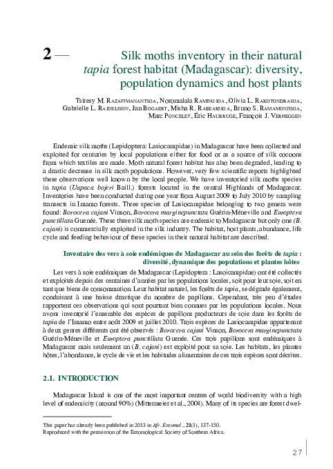 (PDF) Silkworm Moths Inventory in Their Natural Tapia Forest Habitat ...