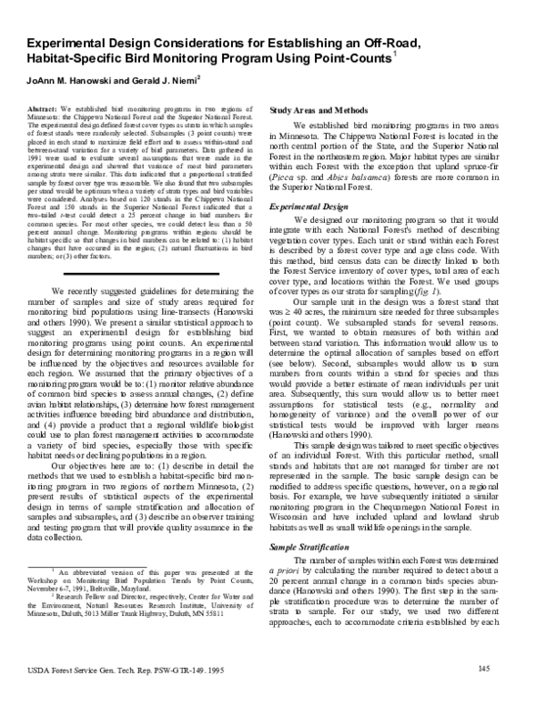 (PDF) Experimental Design Considerations for Establishing an Off-Road ...