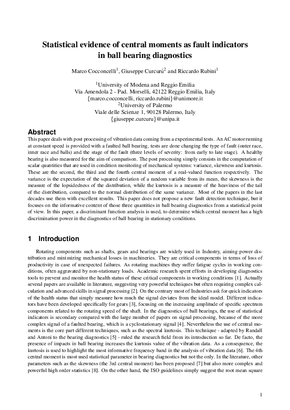(PDF) Statistical evidence of central moment as fault indicators in ...