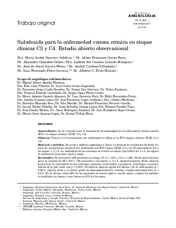 (PDF) Sulodexida para la enfermedad venosa crónica en etapas clínicas ...