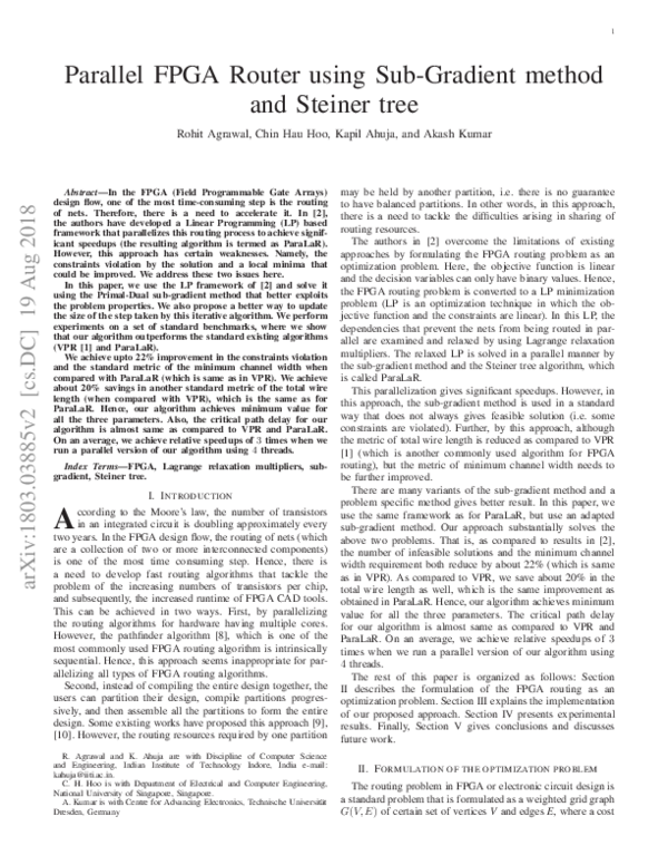 (PDF) Parallel FPGA Router using Sub-Gradient method and Steiner tree