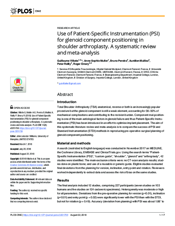 (PDF) Use of Patient-Specific Instrumentation (PSI) for glenoid ...