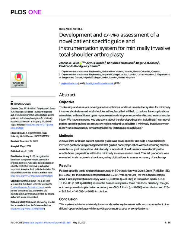 (PDF) Development and ex-vivo assessment of a novel patient specific ...