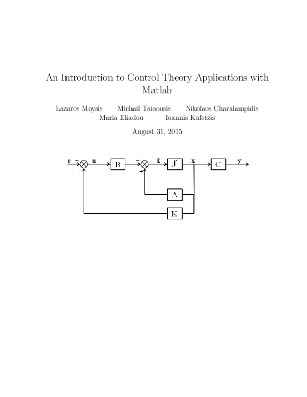 (PDF) An introduction to Control Theory Applications with Matlab