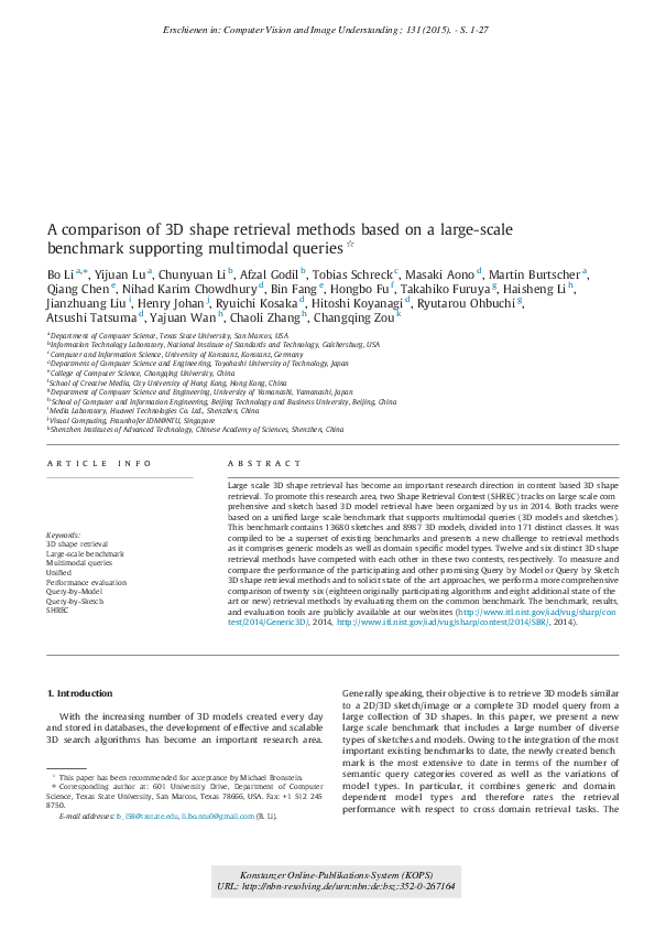 Pdf A Comparison Of 3d Shape Retrieval Methods Based On A Large Scale Benchmark Supporting