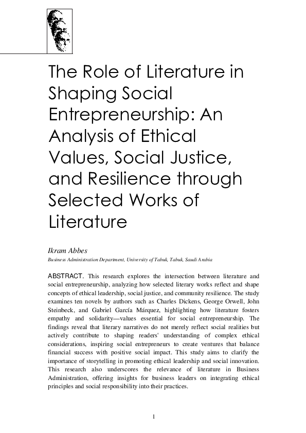 (PDF) The Role of Literature in Shaping Social Entrepreneurship: An ...