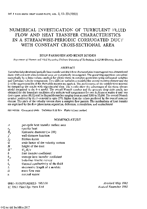(PDF) Numerical Investigation of Turbulent Fluid Flow and Heat Transfer ...