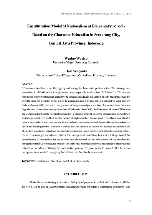 (PDF) Enculturation Model of Nationalism at Elementary Schools Based on ...