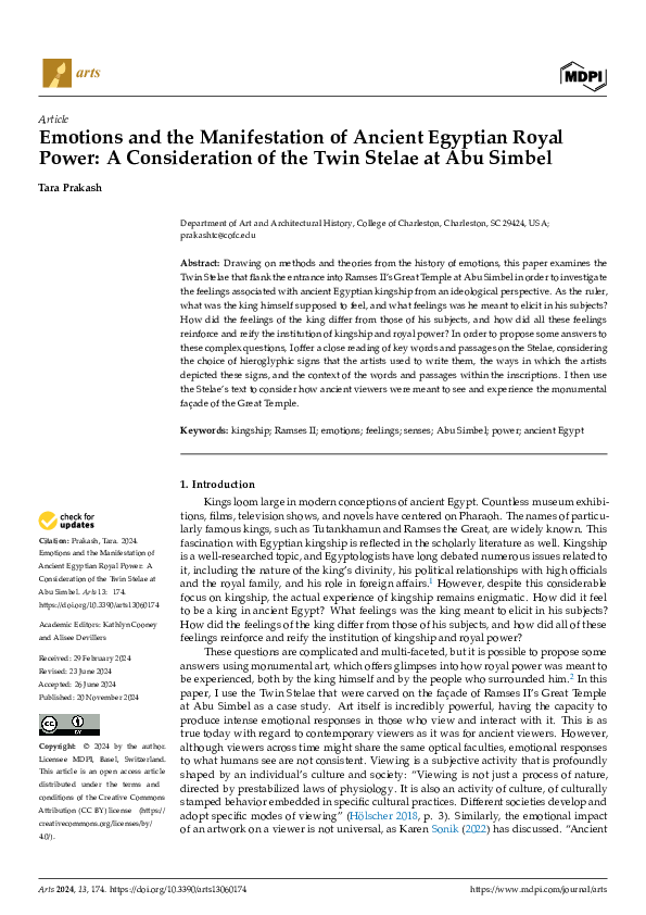 (PDF) Emotions and the Manifestation of Ancient Egyptian Royal Power: A ...