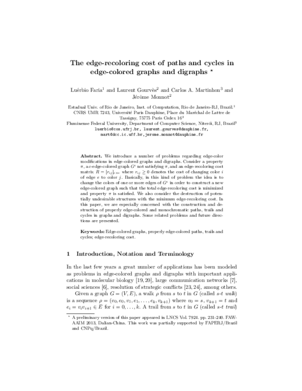(PDF) The Edge-Recoloring Cost of Paths and Cycles in Edge-Colored Graphs and Digraphs | Carlos ...