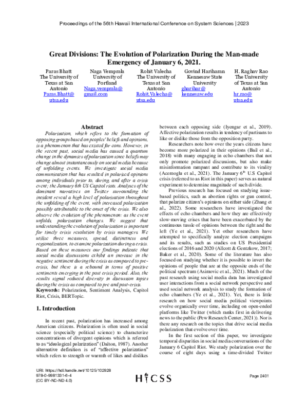 (PDF) Great Divisions: The Evolution of Polarization During the Man ...