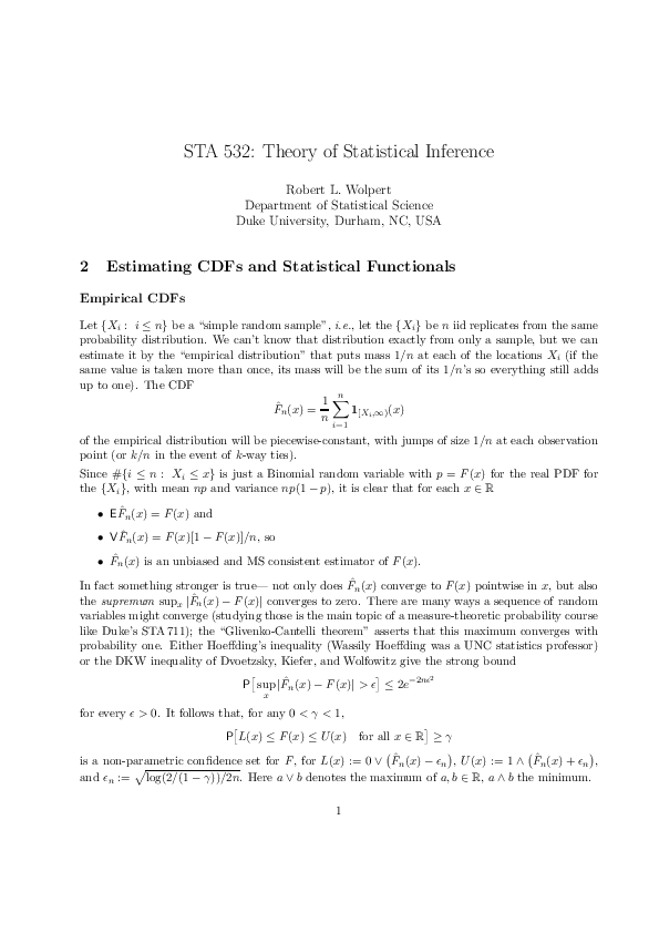 (PDF) STA 532: Theory of Statistical Inference