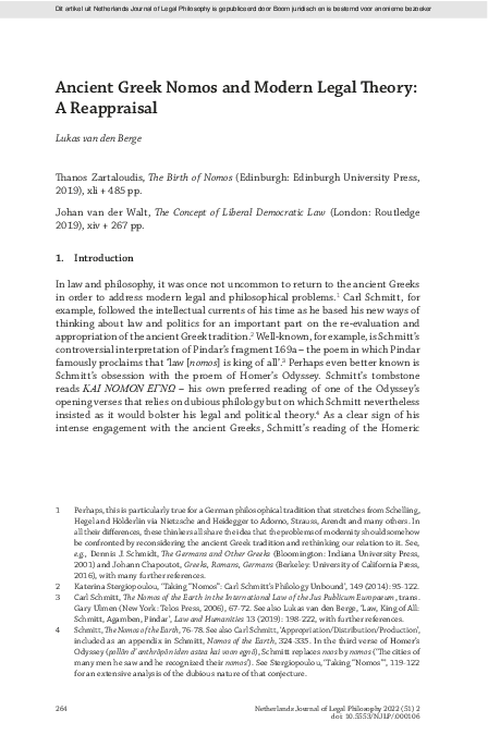 (PDF) Ancient Greek Nomos and Modern Legal Theory: A Reappraisal