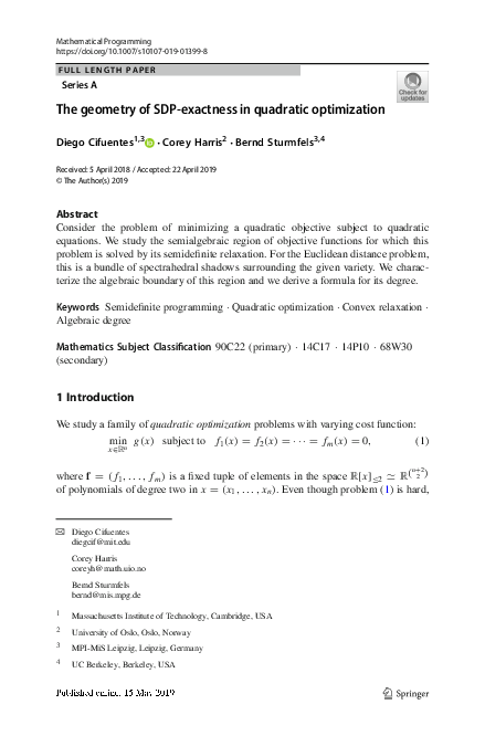 (PDF) The geometry of SDP-exactness in quadratic optimization