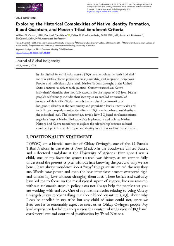 (PDF) Exploring the Historical Complexities of Native Identity ...