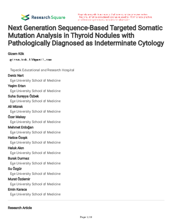 (PDF) Next Generation Sequence-Based Targeted Somatic Mutation Analysis ...