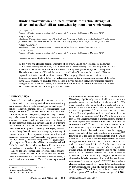 (PDF) Bending manipulation and measurements of fracture strength of silicon and oxidized silicon ...