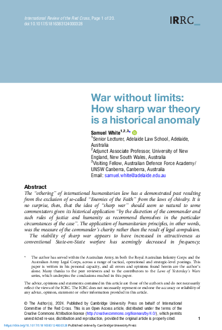 (PDF) War without limits: How sharp war theory is a historical anomaly ...
