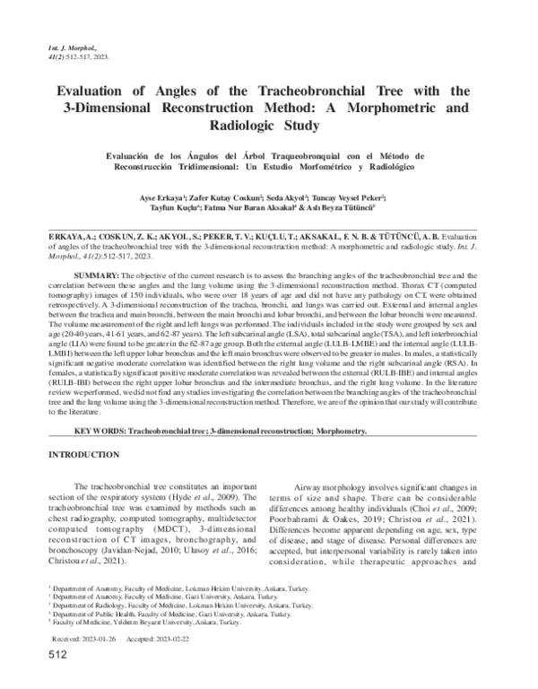 (PDF) Evaluation of Angles of the Tracheobronchial Tree with the 3-Dimensional Reconstruction ...