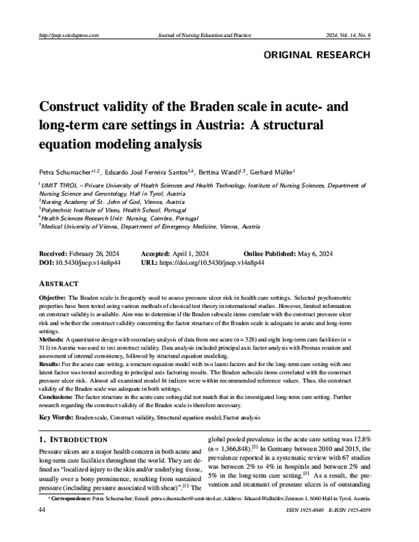 (PDF) Construct validity of the Braden scale in acute- and long-term care settings in Austria: A ...