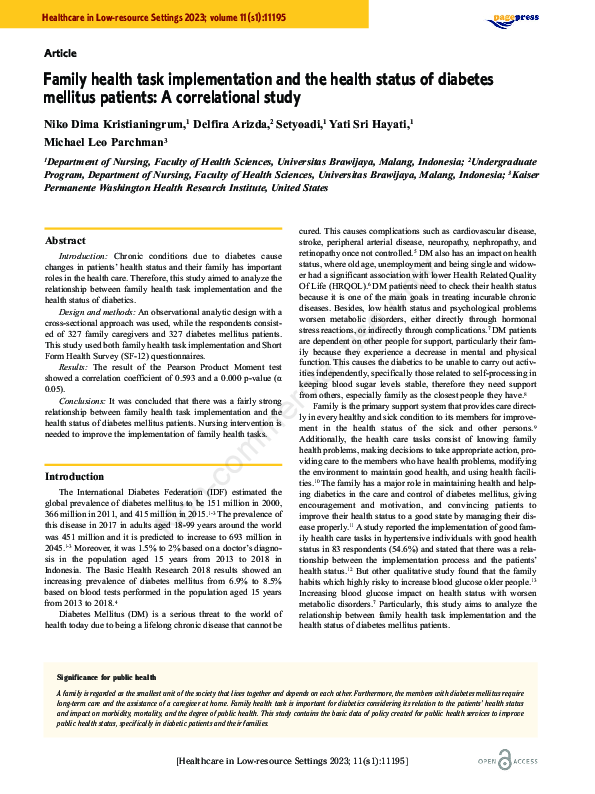 (PDF) Family health task implementation and the health status of ...