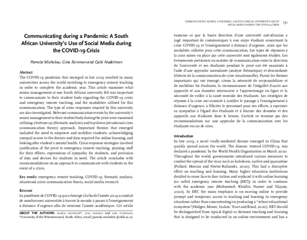 (PDF) Communicating during a Pandemic