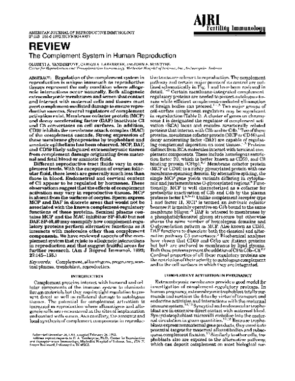 Pdf The Complement System In Human Reproduction 7727