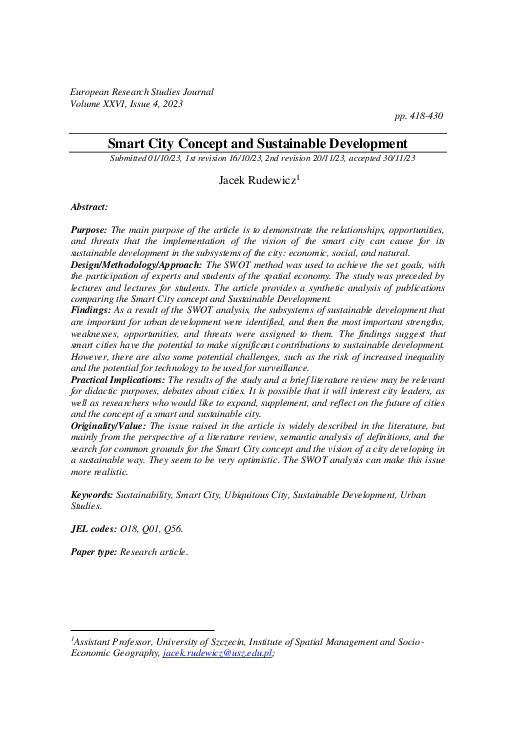 (PDF) Smart City Concept and Sustainable Development