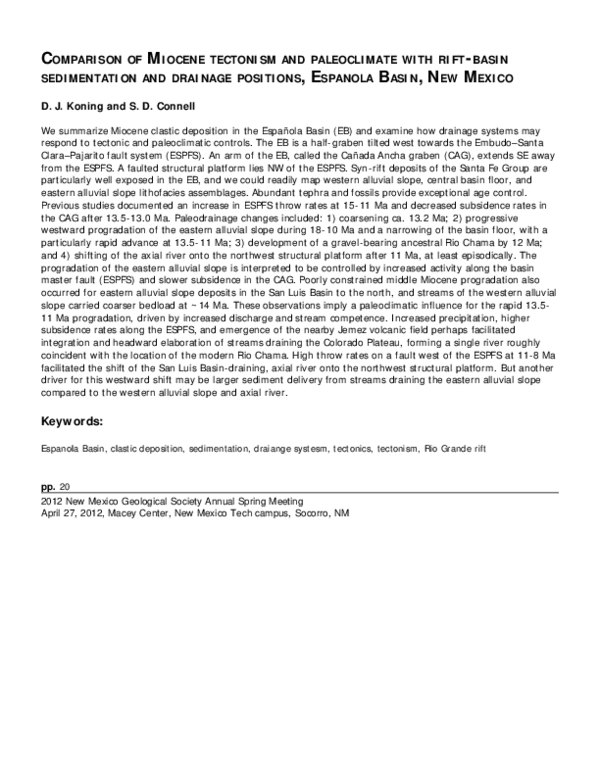 (PDF) Comparison of Miocene tectonism and paleoclimate with rift-basin ...